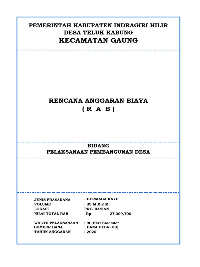 RAB Dermaga Kayu Desa Teluk Kabung | PDF