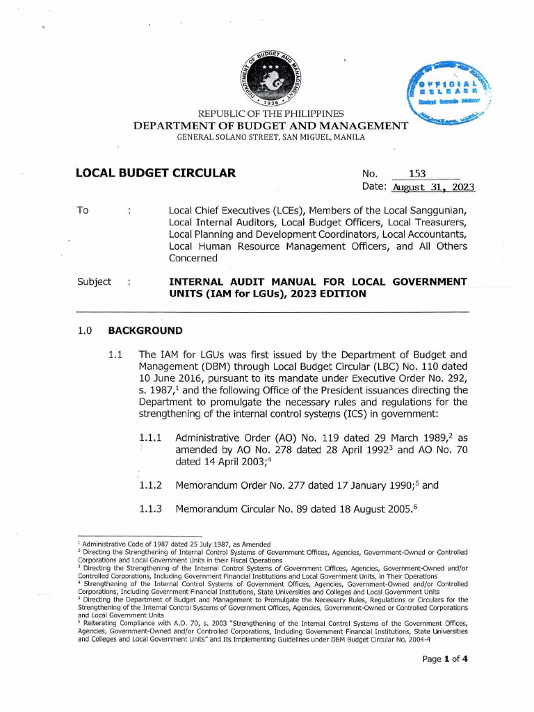 Local Budget Circular No 153 Dated August 31 2023 Philstar | PDF