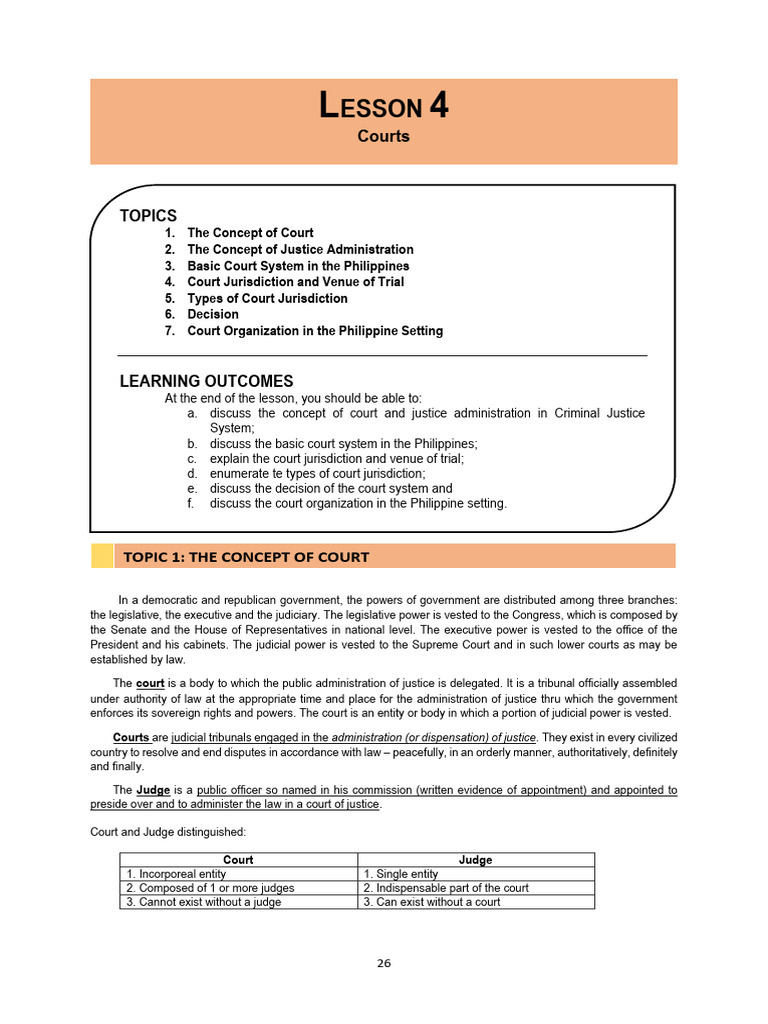 Lesson 4 Courts | PDF | Jurisdiction | Judiciaries