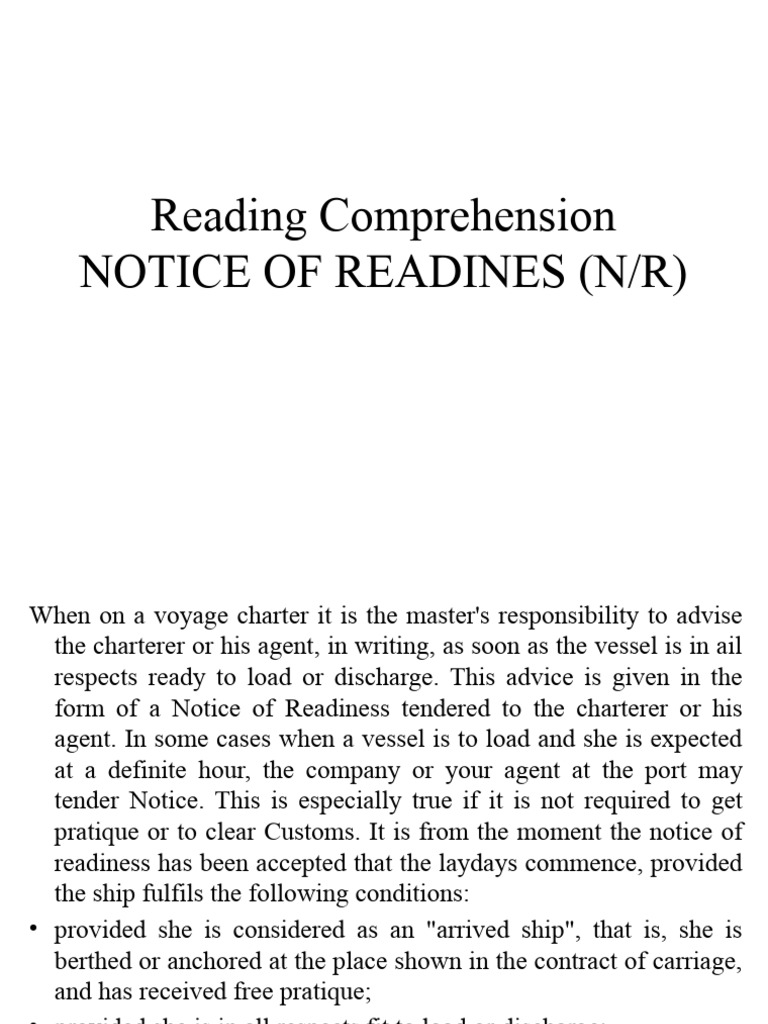 Notice of Readines | PDF | Water Transport | Shipping
