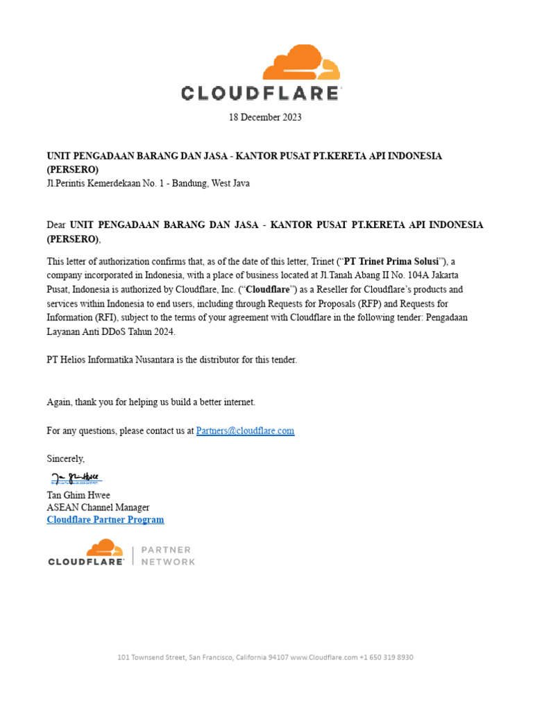 Surat Dukungan Principal | PDF | Business