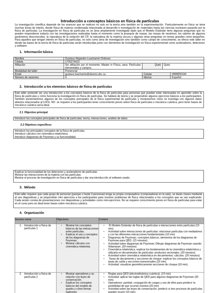 EPN Workshop Plan | PDF | Física | Electrodinámica Cuántica