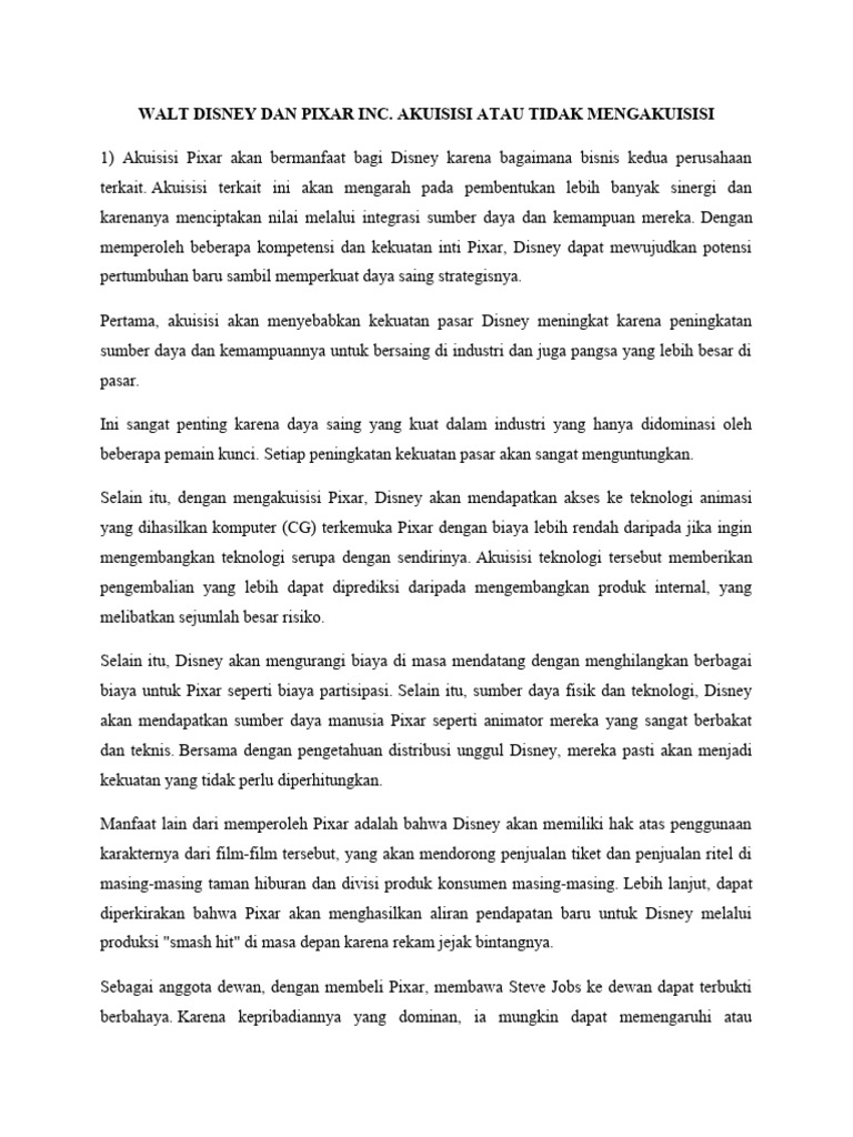Walt Disney Dan Pixar Inc | PDF | Pengelolaan Keuangan & Uang