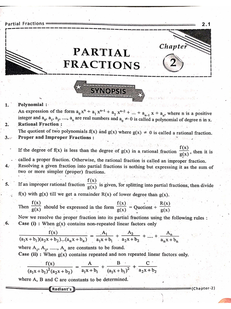 Partial fractions (Formula) | PDF