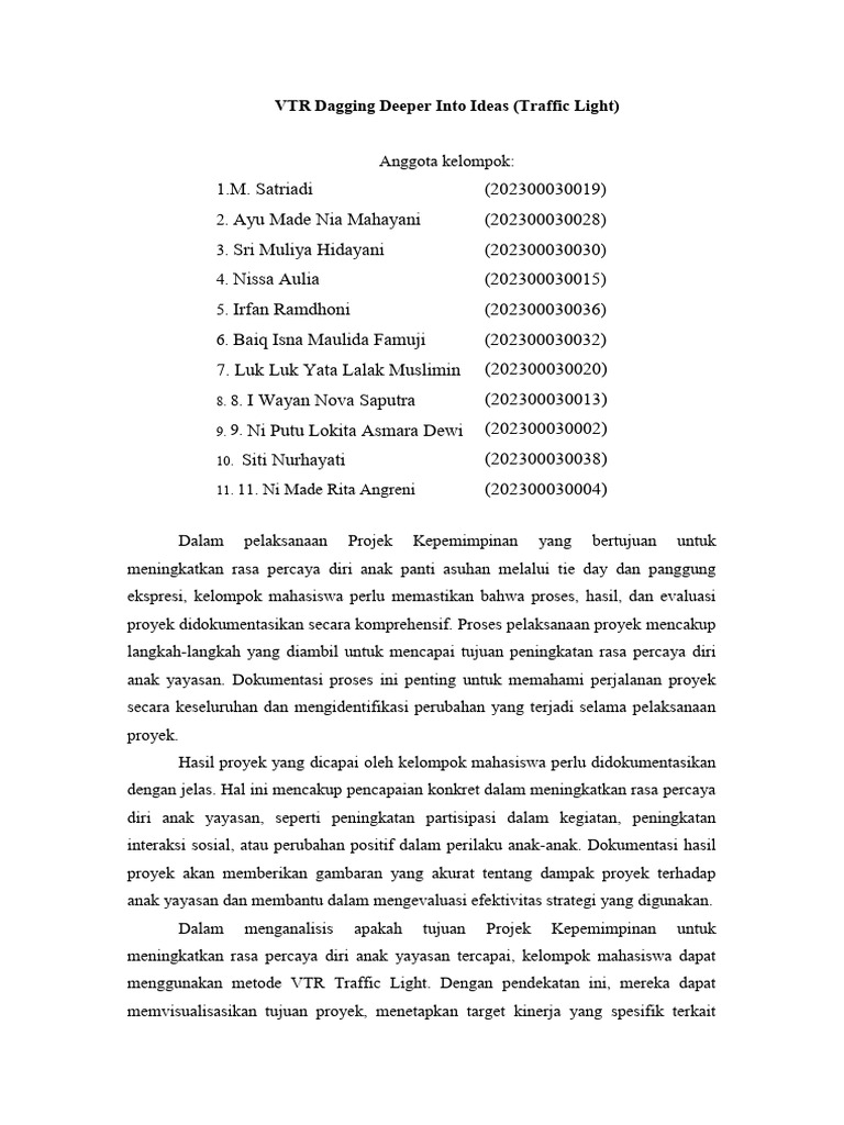 VTR Dagging Deeper Into Ideas | PDF | Karier & Perkembangan | Ilmu Sosial