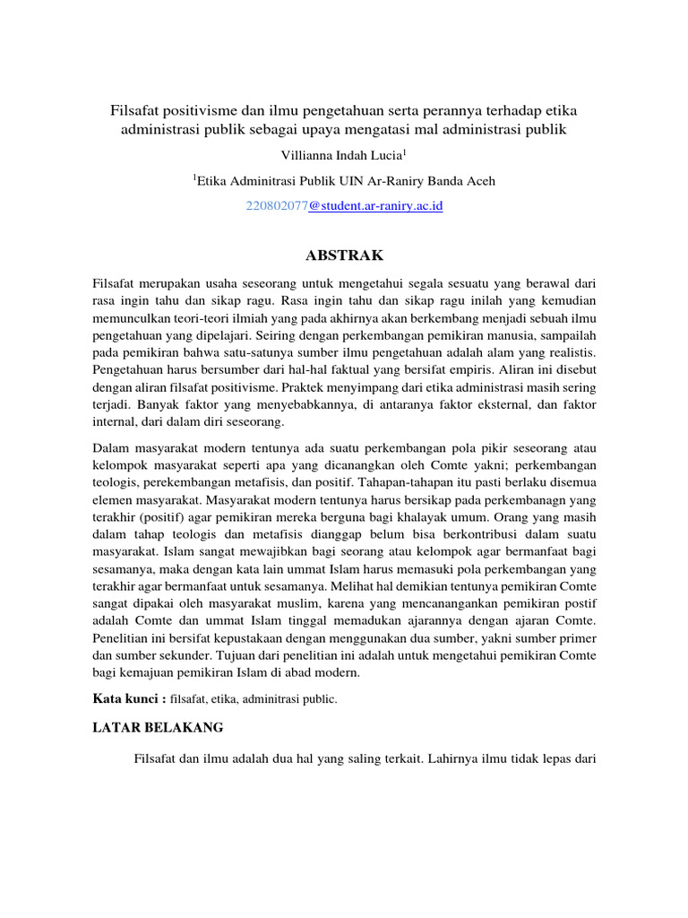 Positivisme dan Etika Administrasi Publik | PDF