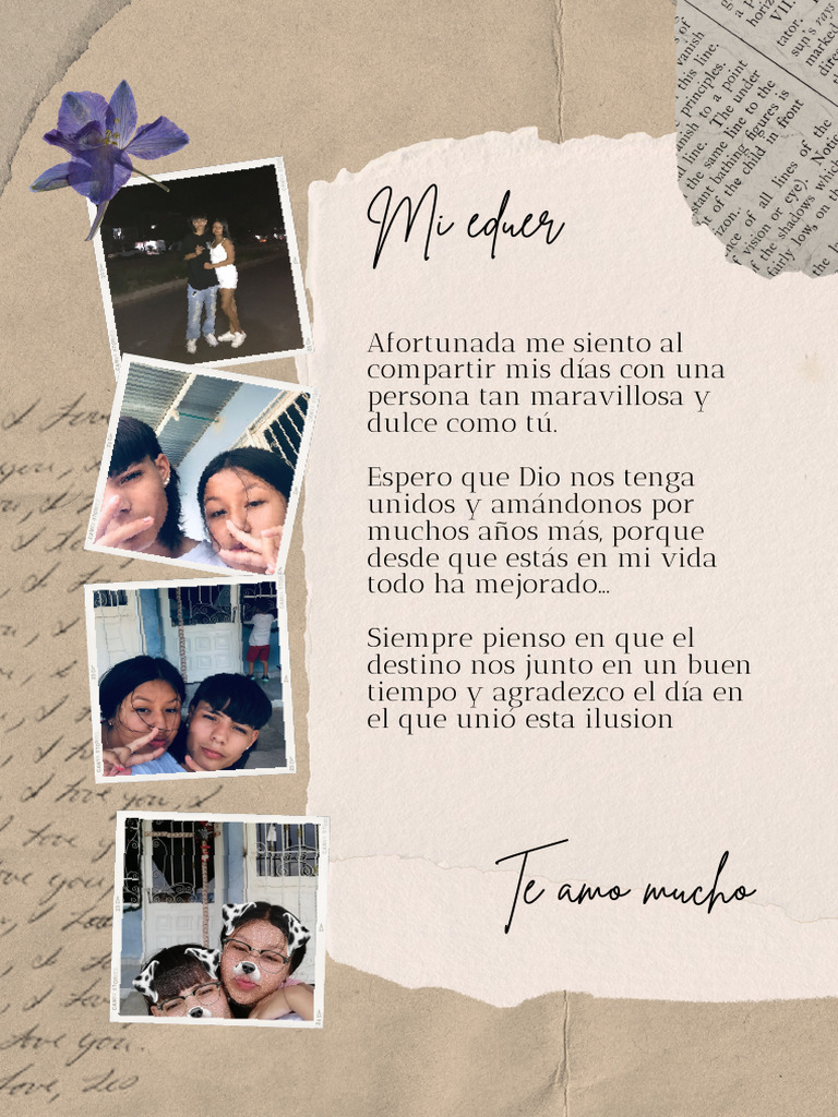 Documento a4 de carta de amor para alguien especial de amor y amistad con fotos | PDF