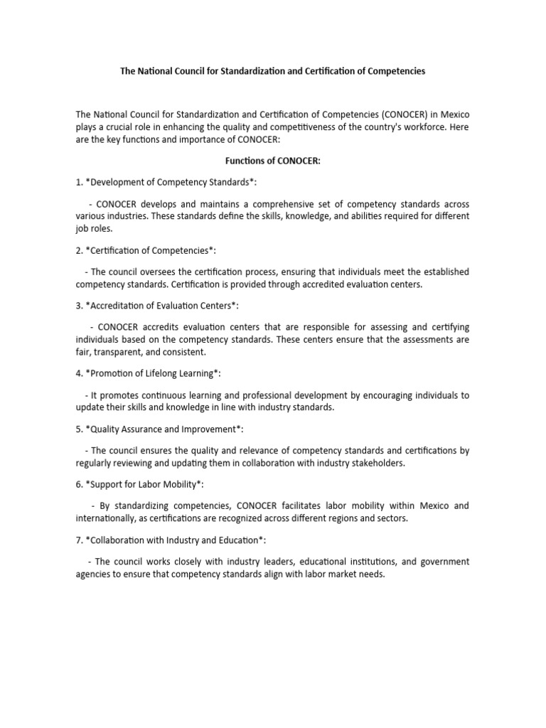 Role of CONOCER in Workforce Certification | PDF | Certification ...