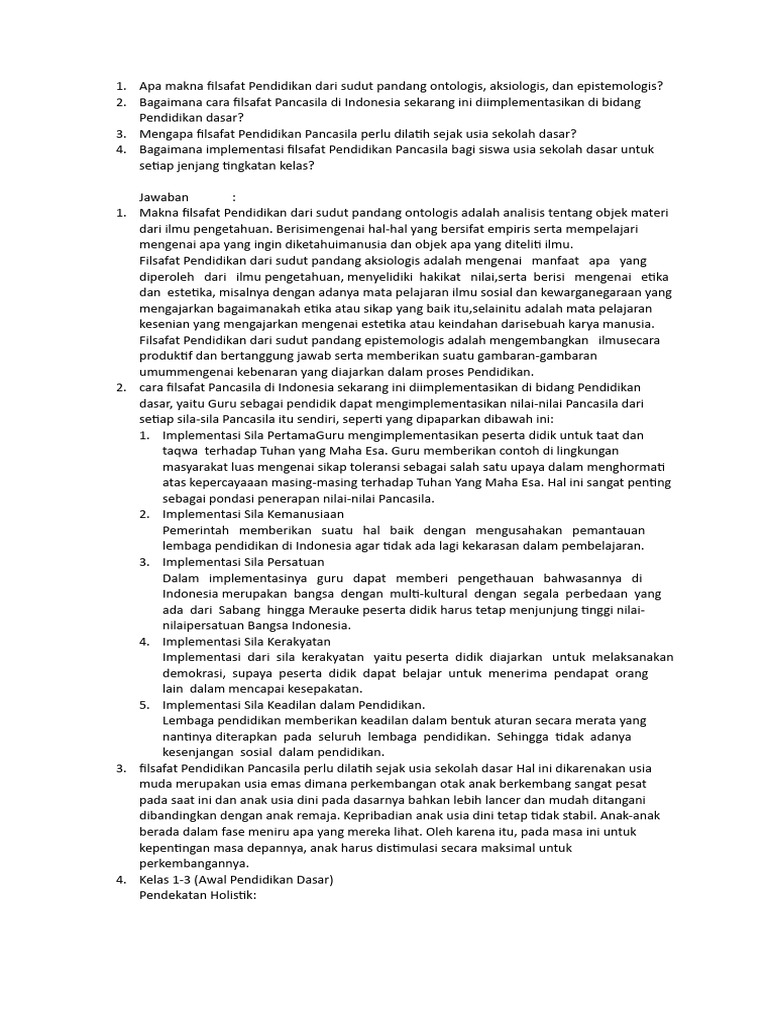 Apa Makna Filsafat Pendidikan Dari Sudut Pandang Ontologis | PDF ...