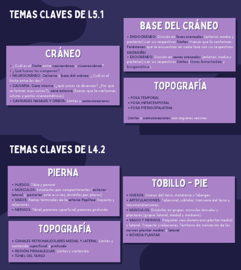 Temas Clave TP5 | PDF | Cráneo | Extremidades (anatomía)