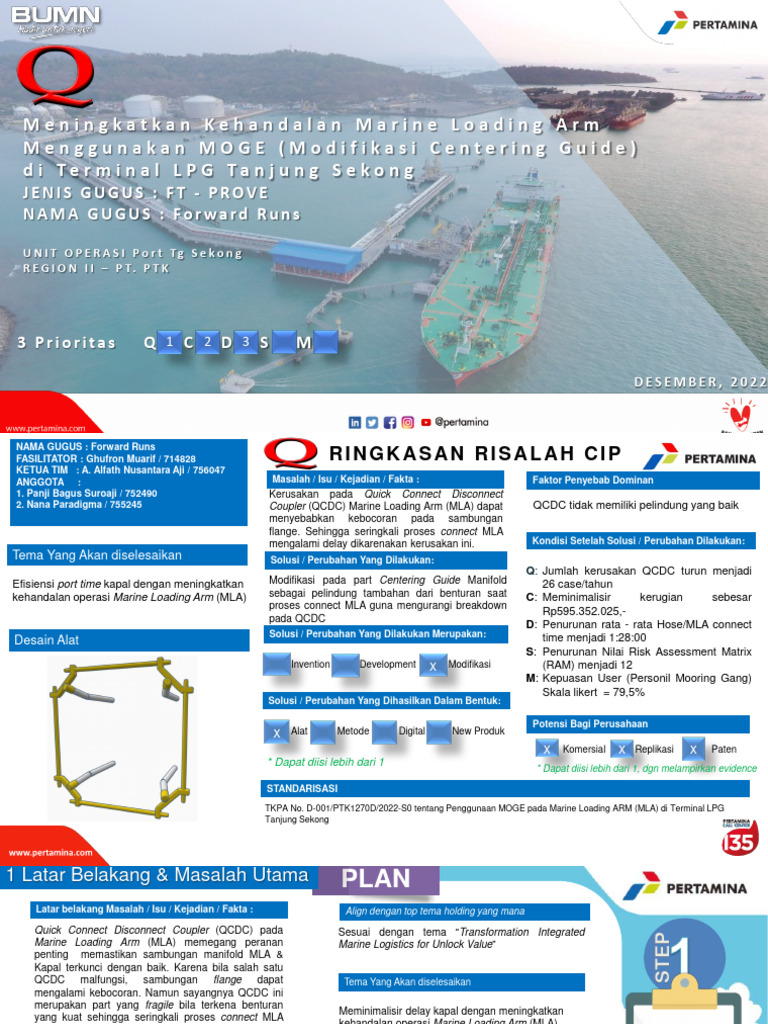 Meningkatkan Kehandalan Marine Loading Arm Menggunakan MOGE (Modifikasi Centering Guide) Di ...