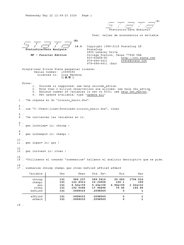 Trabajo 2 econometria | PDF | Akaike Information Criterion | Applied Mathematics