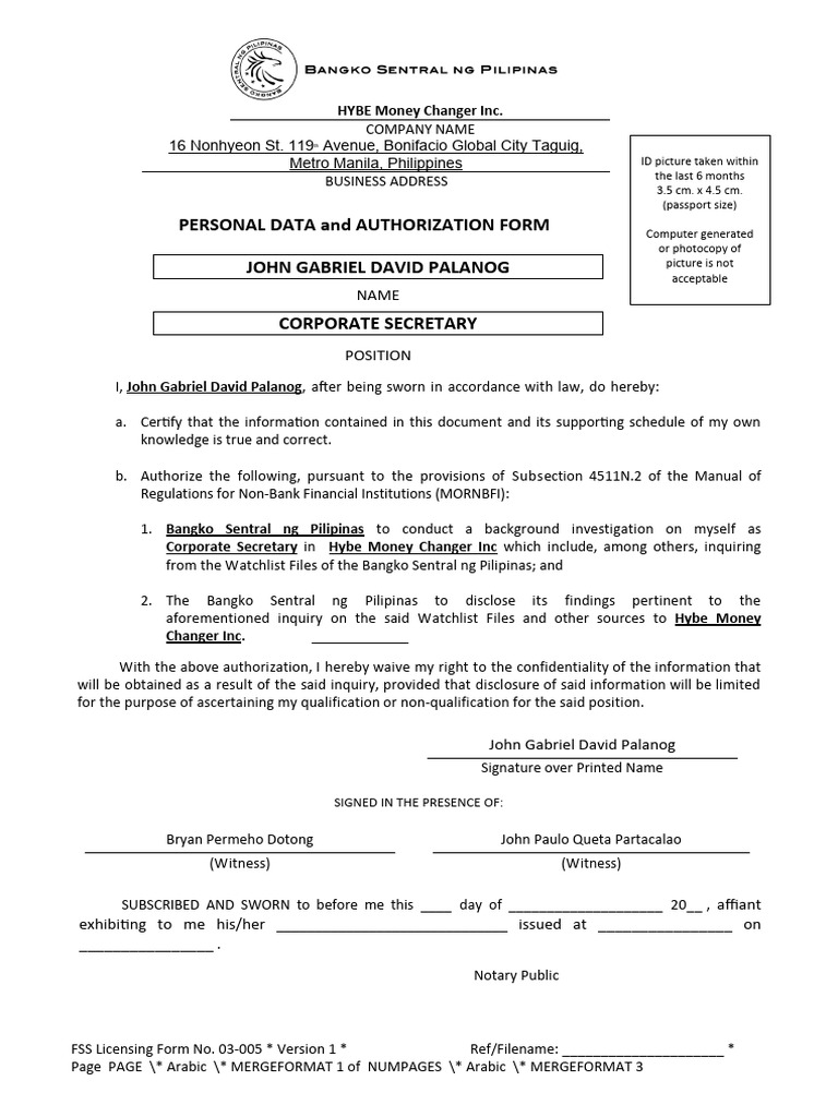 Authorization Form for Background Check | PDF | Justice | Crime & Violence