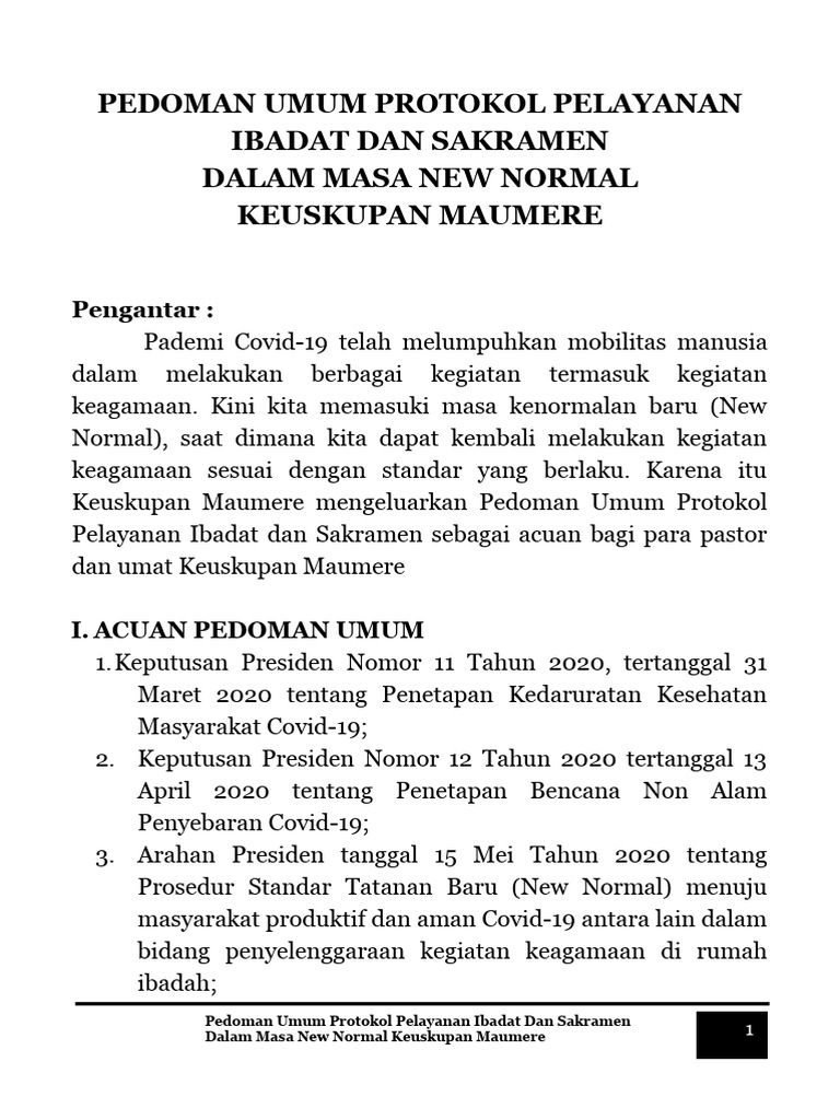 Protokol Ibadat New Normal Maumere | PDF