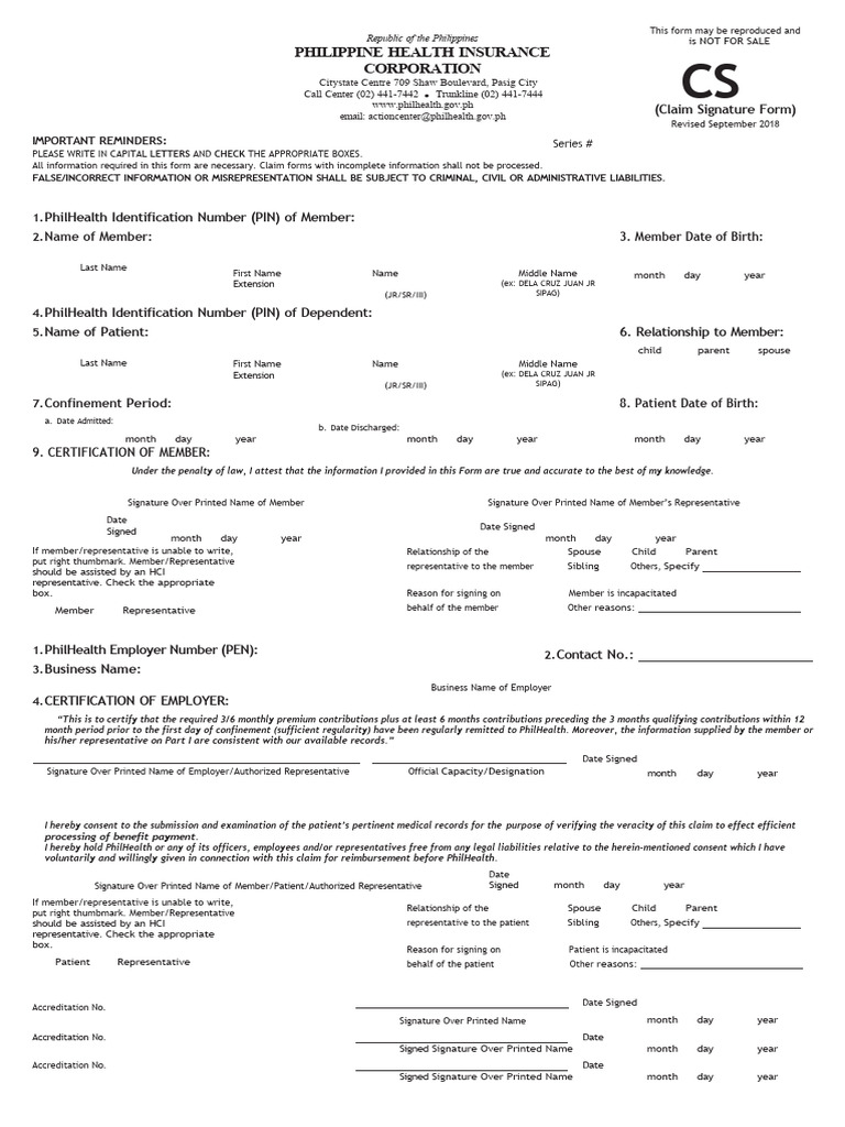 CLAIM SIGNATURE FORM(CSF) | Download Free PDF | Employment | Health Care