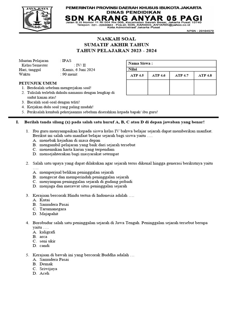 Soal Sat Ipas SMT 2 Kelas 4 | PDF