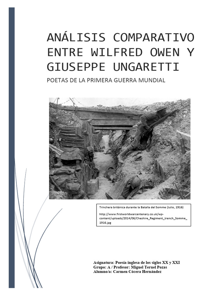 Poetry Model Essay Owen Cocera | PDF | Primera Guerra Mundial | Guerra ...