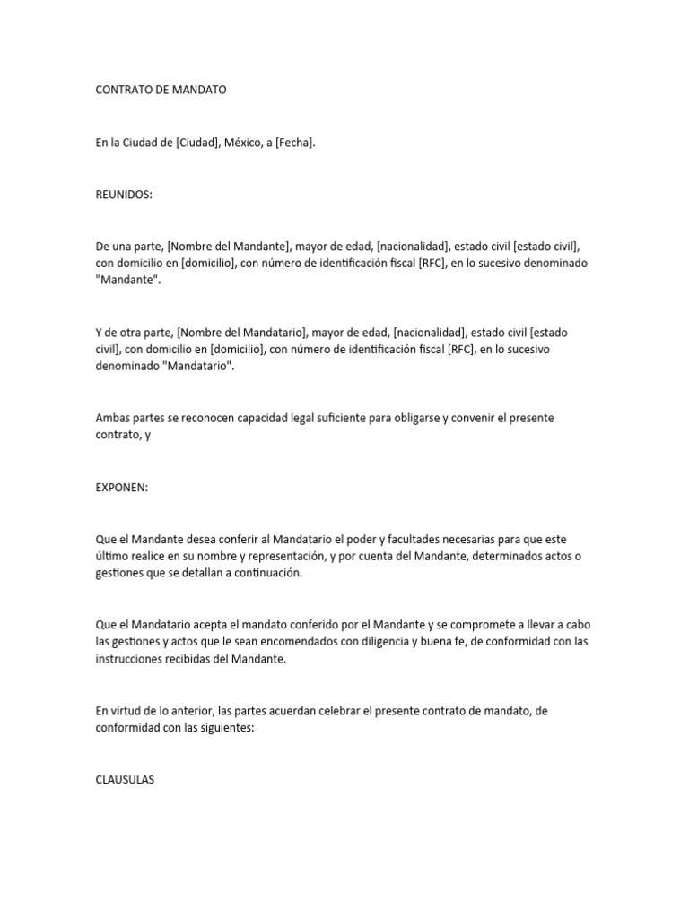 CONTRATO DE MANDATO EJEMPLO 2 | PDF | Estado (política) | Jurisdicción
