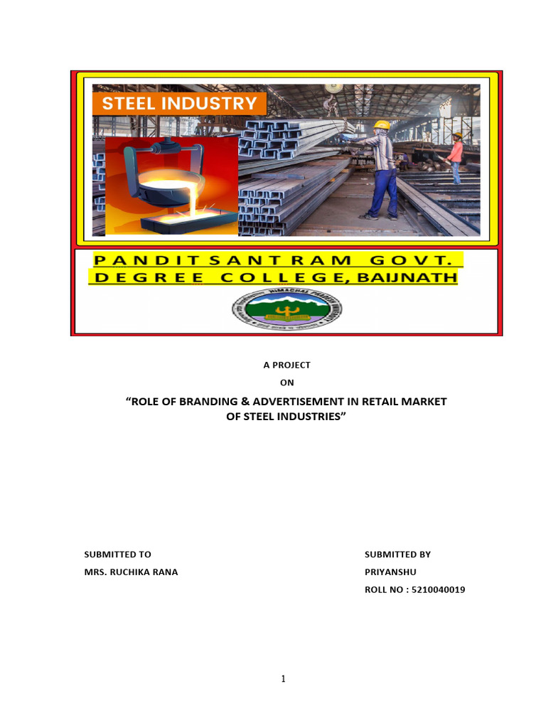 475640805-Branding-Of-Steel-Industries Priyanshu | PDF | Advertising ...
