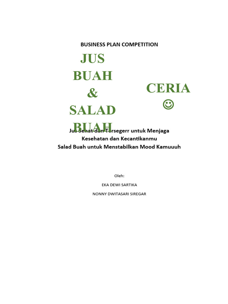 Proposal Business Plan Juice | PDF | Kesehatan Holistik