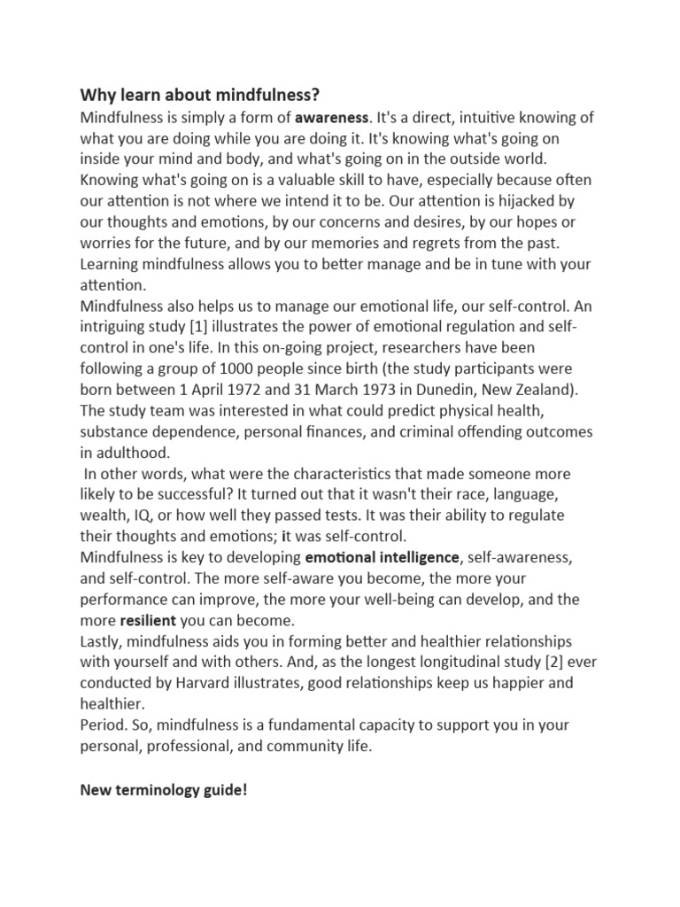 Benefits of Mindfulness Explained | PDF | Mindfulness | Meditation