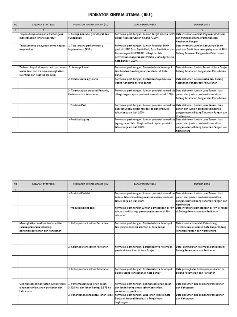 Contoh Formulasi Penghitungan IKU | PDF