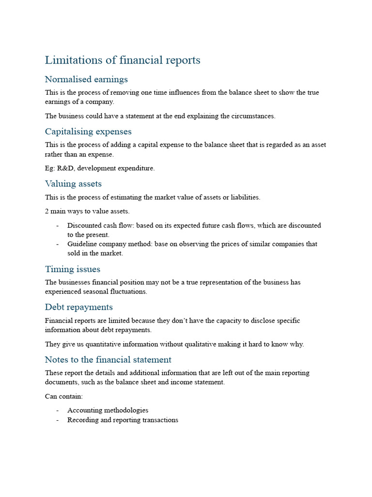 Understanding Financial Report Limitations | PDF