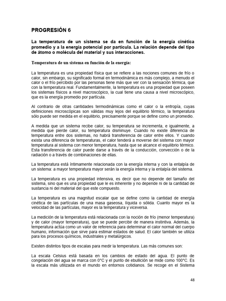 Progresión 6 | PDF | Temperatura | Fahrenheit