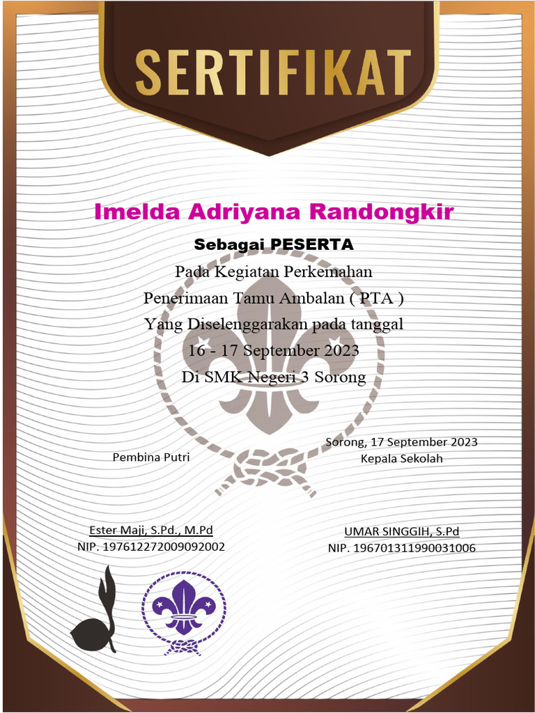 contoh sertifikat simbolis | PDF