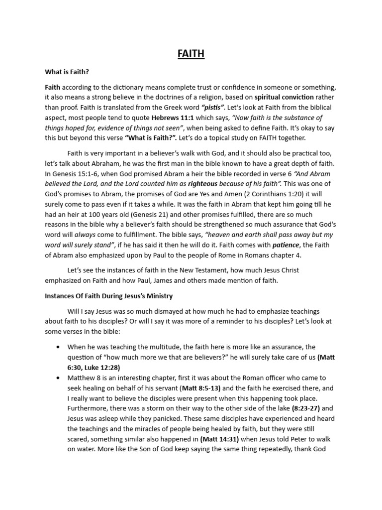 FAITH | PDF | Jesus | Faith