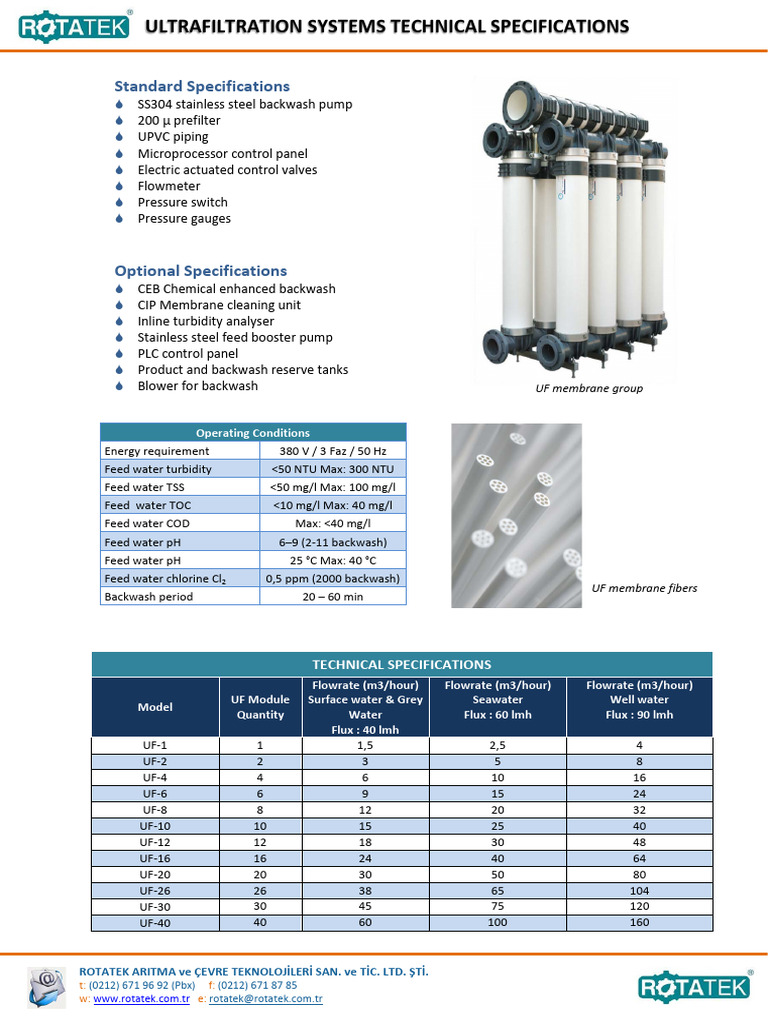 Ultrafiltration Technical Specifications 3961 D | PDF | Membrane ...
