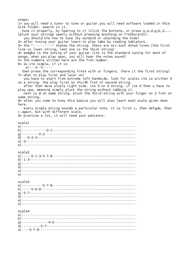 Various Scale CDEFGABC | PDF | String Instruments | Guitars