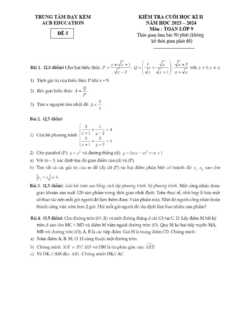 CK2 Toan9 De56 | PDF
