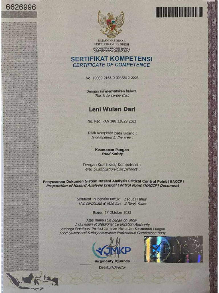 Sertifikat Leni Wulan | PDF