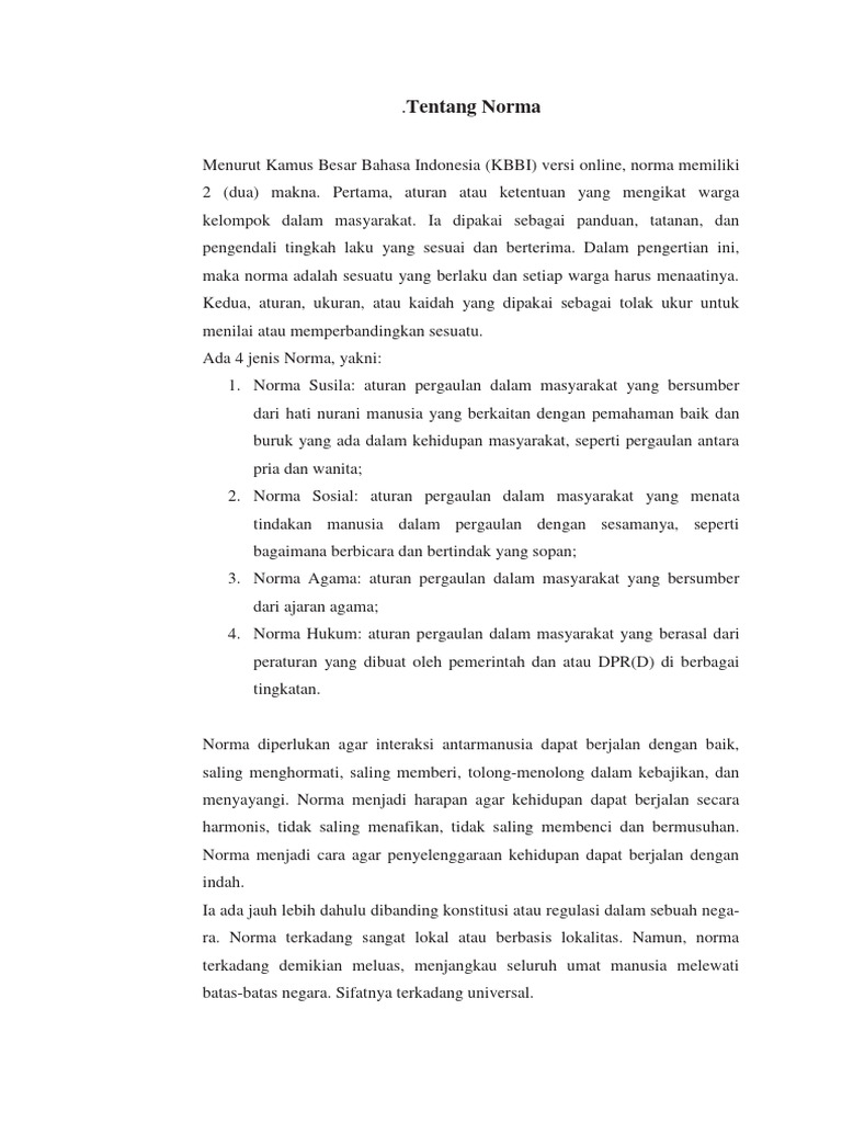 Jenis dan Makna Norma dalam Masyarakat | PDF | Ilmu Sosial