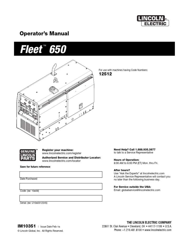 Fleet 650 Operator's Manual | Download Free PDF | Welding | Construction