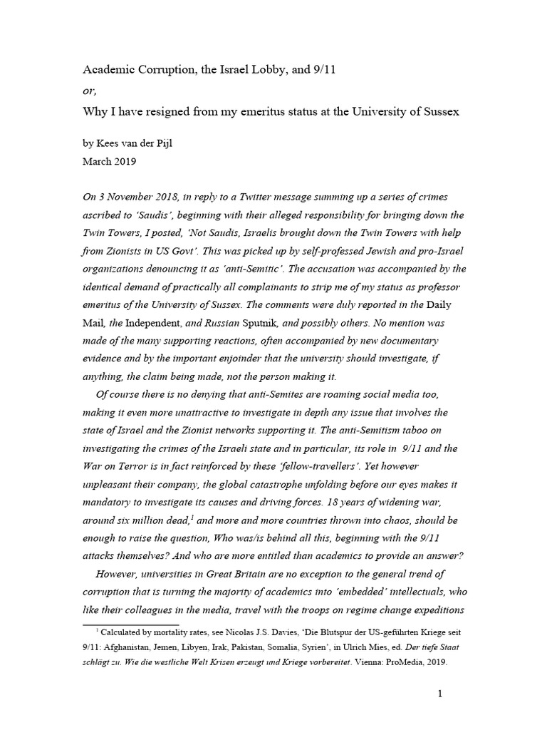 Academic Corruption The Israel Lobby and | PDF | Zionism