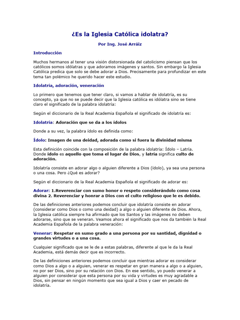 Iglesia Católica y la Idolatría | PDF | Idolatría | Oración