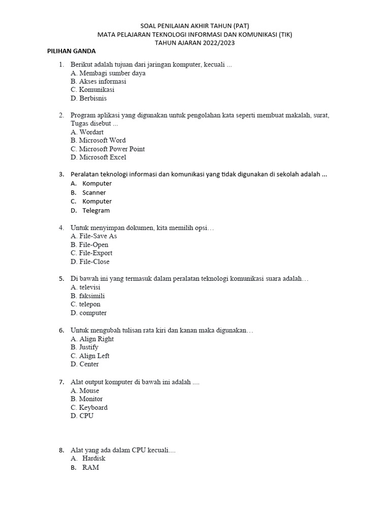 Pat Tik Kelas 7 Semester 2 | PDF