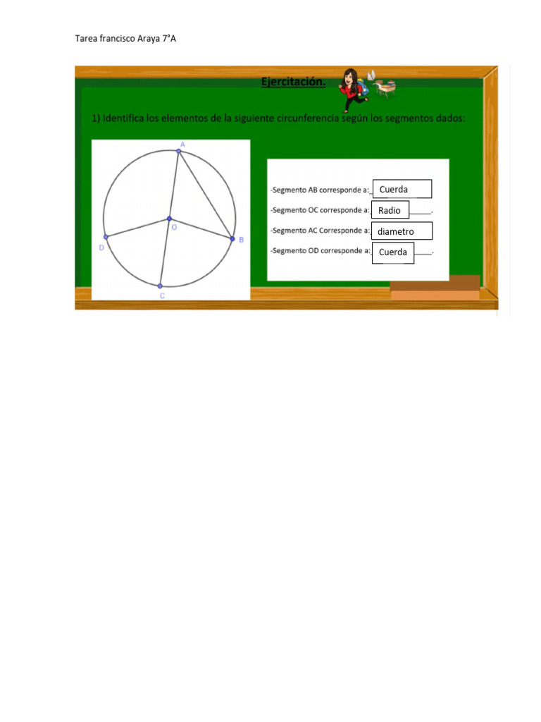 Tarea-Matematicas-Diferencia Entre Círculo y Circunferencia y Sus Elementos-Fco Araya 7°A | PDF