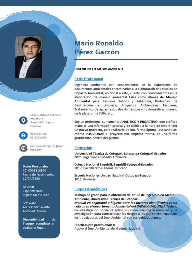 Curriculum Ronaldo Perez | PDF | Crecimiento personal y profesional