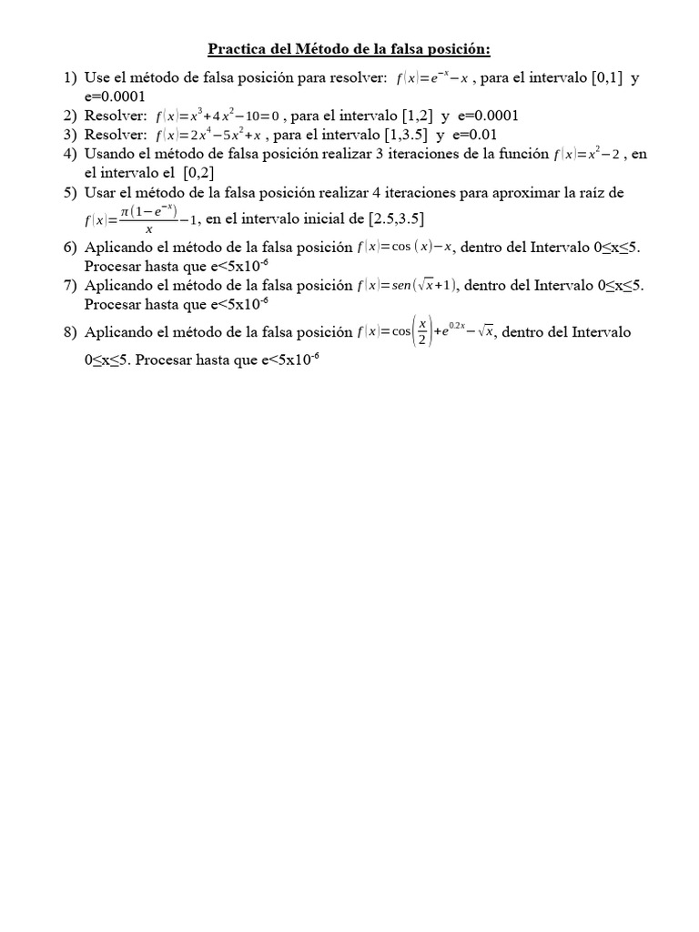 Practica Del Método de La Falsa Posición | PDF