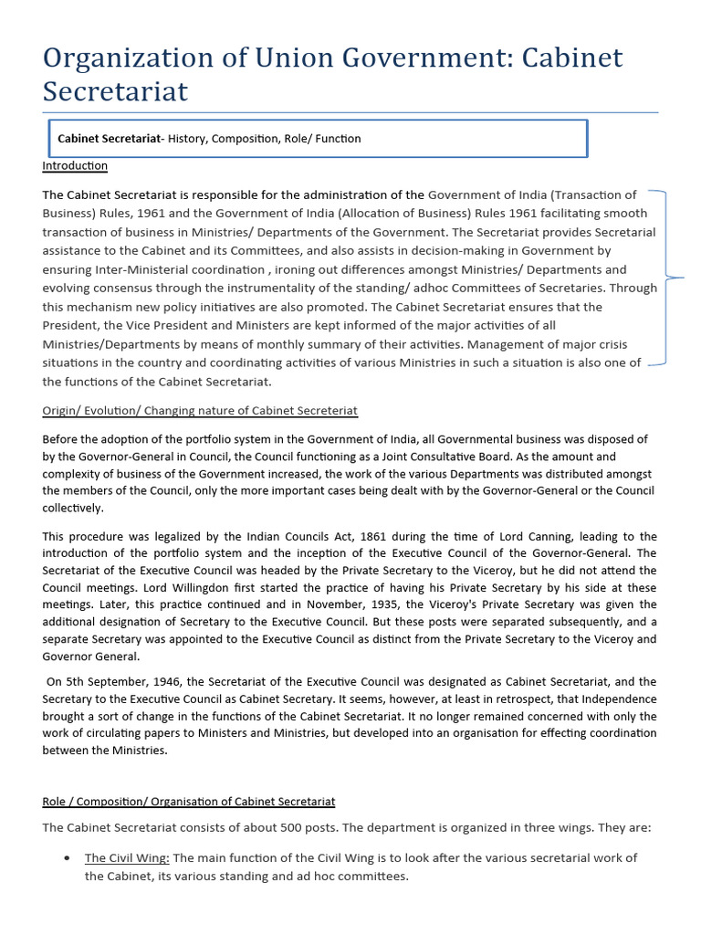 Cabinet Secretariat (Union Govt.) | PDF | Governance | Government ...