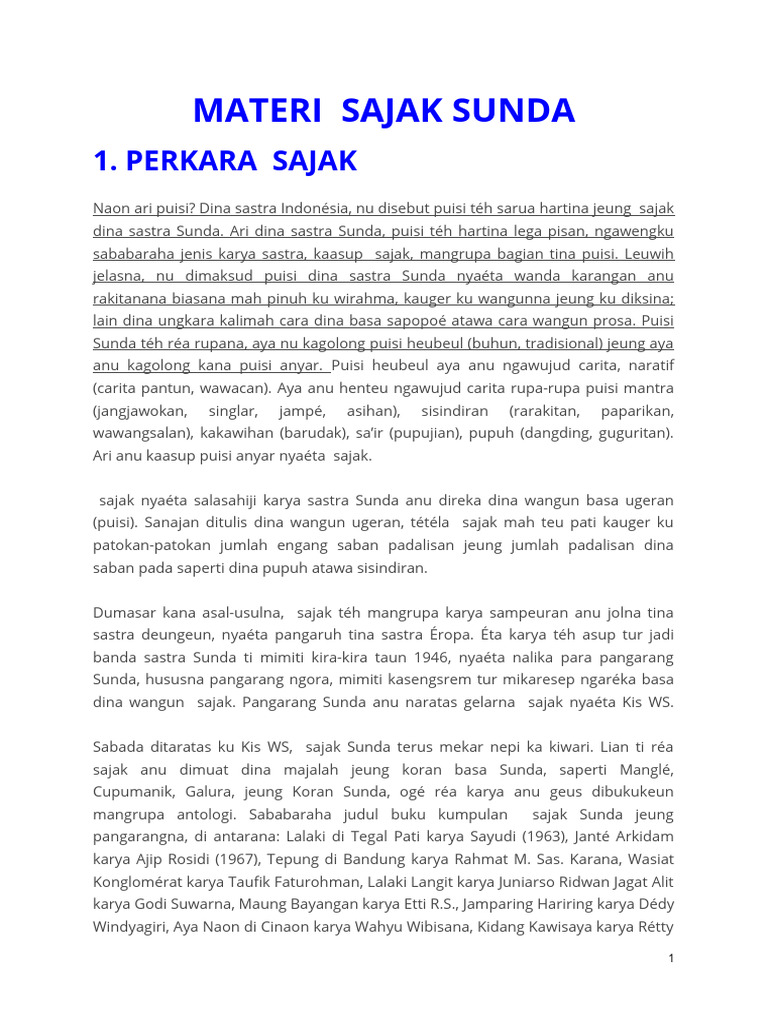 Materi Sajak Sunda 2 | PDF