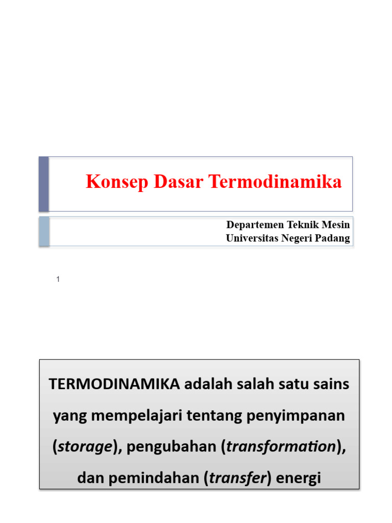 Pert 01 - Konsep Dasar Termodinamika | PDF