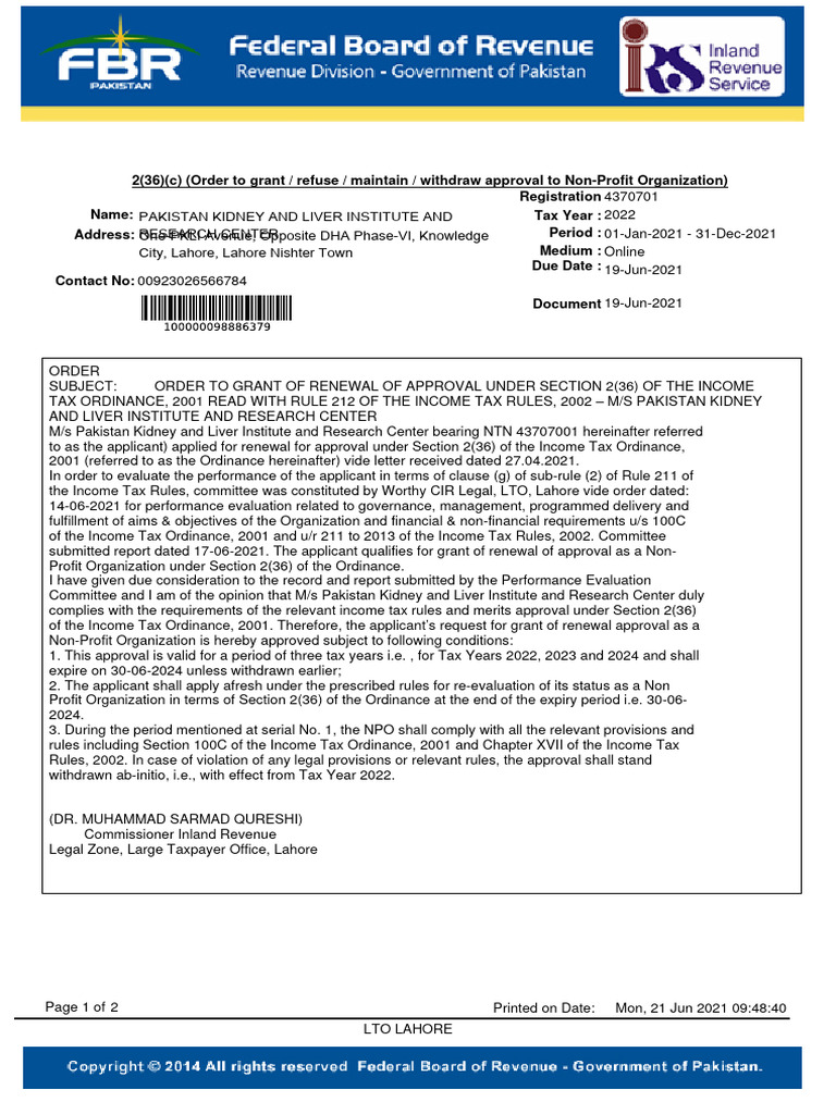 Npo Certificate | PDF | Nonprofit Organization | Taxes