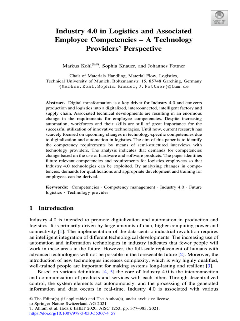 Industry 4.0 in Logistics and Associated Employee | PDF | Internet Of ...