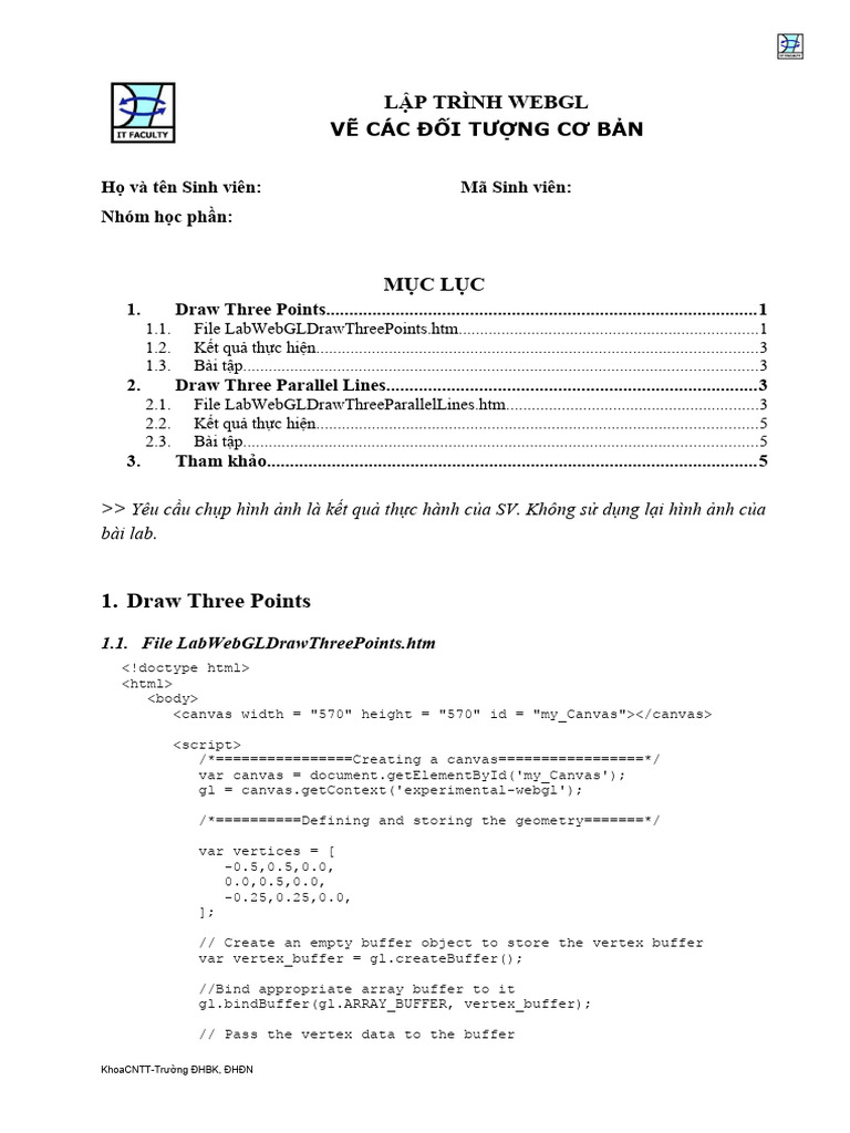 LabWebGL&ThreeJS Ve Cac Doi Tuong Co Ban | PDF