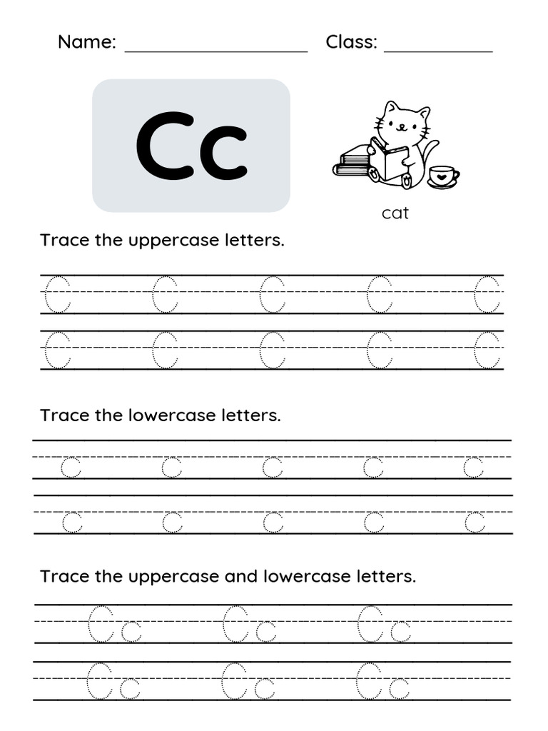 Letter C, D, E Tracing Worksheet | PDF