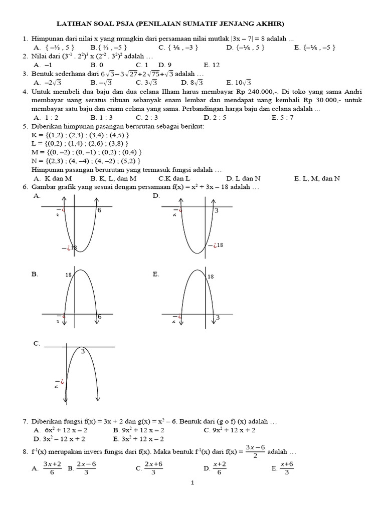 Soal PSAJ MTK Kelas XII Tahun 2023 | PDF | Metode & Bahan Ajar